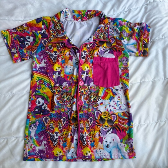Intimates & Sleepwear | Lisa Frank Inspired Rainbow Button Down Super ...